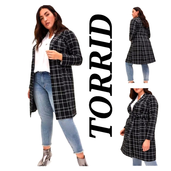 torrid | Jackets & Coats | Torrid Textured Plaid Trench Coat | Poshmark